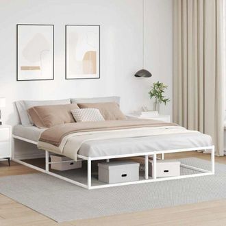 vidaXL Cadre de lit sans matelas blanc 160x200 cm métal Vidaxl