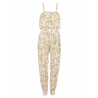 Balmain Flie&szlig;ender Jumpsuit mit Kettenmuster - - Jumpsuits & Playsuits - Damen - Gelb - XS