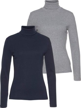 Flashlights Rollkragenshirt (2er-Pack) Langarm, sehr figurbetont, aus Feinrippstoff, aus 100% Baumwolle