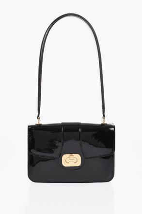 Celine Shiny Leather Shoulder Bag JOSEPHINE with Gold-Effect Logo Celine