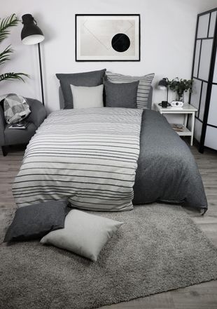 jilda-tex Biber Bettw&auml;sche Made IN Germany Melange 135x200 cm + 80x80 cm 100% Baumwolle Feinbiberbettw&auml;sche Edel-Flanell Verschiedene Gr&ouml;&szlig;en/Farben (Colored Str