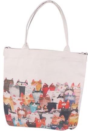 BESPORTBLE Paquet &agrave; Bandouli&egrave;re en Toile Imprim&eacute;e Chat Grand Format Multi-Positions L&eacute;ger et D&eacute;contract&eacute; Paquet &Eacute;l&egrave;ve Polyvalent pour T&eacute;l&eacute;phone et Livres Motif O