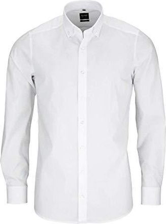 Olymp Chemise &agrave; manches longues pour homme Level Five, uni, coupe corporelle, New York Kent, Blanc., 42