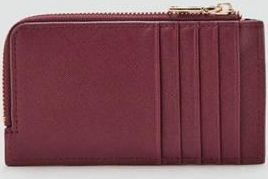 Mango Porte-cartes effet saffiano &agrave; zip bordeaux - Femme - Taille unique - MANGO