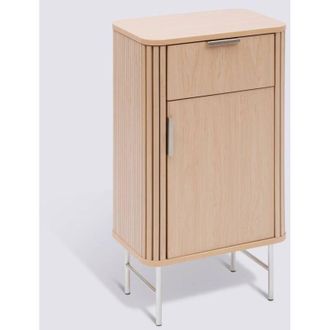 PEGANE Meuble bas salle de bain, 1 porte et 1 tiroir effet bois clair - Longueur 45 x largeur 30 x Hauteur 80 cm