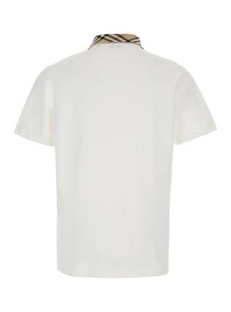 Burberry Mens T-shirt With Front Logo, White Cotton T-Shirts And Polos