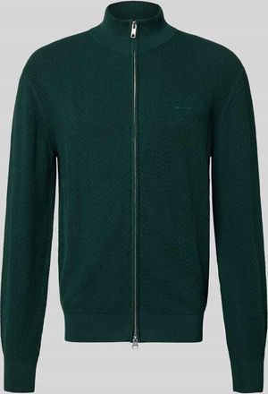 GANT Regular Fit Strickjacke aus Baumwoll-Woll-Mix Modell HERRINGBONE TEXTURE ZIP