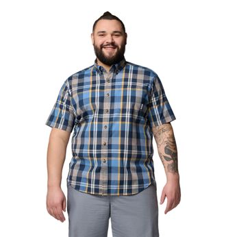 Columbia Rapid Rivers II Kurzarm-T-Shirt für Wanderungen, Blickdicht für Herren, Collegiate Marineblau Multi Tartan, XL