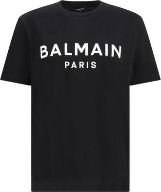 Balmain Homme, Tops, Noir, Taille: M T-Shirt en coton avec imprim&eacute; graphique