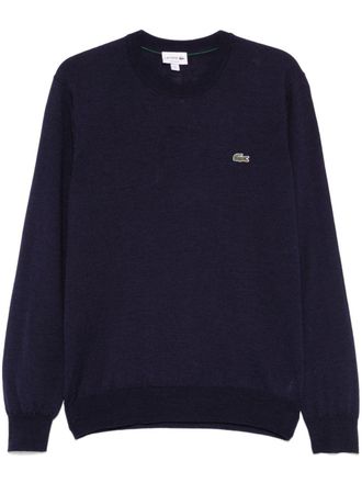 Lacoste pull &agrave; logo brod&eacute; - Bleu
