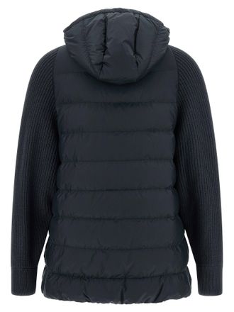 Brunello Cucinelli Wool-Knit Sleeve Down Jacket - Black