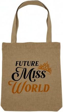 Fabulous Sac Shopping Tote Bag Aspect Lin - Future Miss World Child Beauty - Sac de Courses Toile Epaisse 360g Beige Naturel Cabas Port&eacute; Epaule Solide Imprim&eacute; 