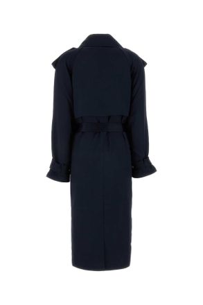 Anine Bing Womens Midnight Blue Satin Rickie Trench Coat Navy Exterior: Viscose