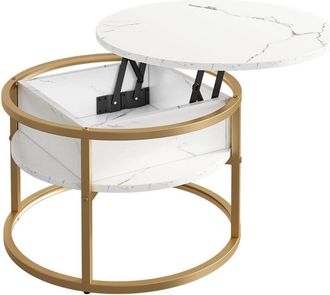 Vicco Couchtisch Marlo, Wei&szlig;/Gold, 57 x 57 cm, Vicco