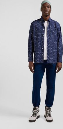 Eden Park Chemise En Popeline De Coton Bleu Marine &Agrave; Microimprim&eacute; Fleurs Coupe Regular