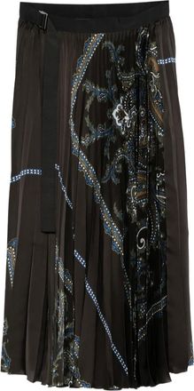 sacai Faltenrock mit Paisley-Print - Grün