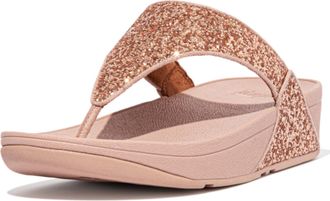 FitFlop Damen Lulu Glitter Flip Flops, Zehenstegsandalen, bequem mit natürlicher Fußgewölbestütze - Rosegold - 38 EU
