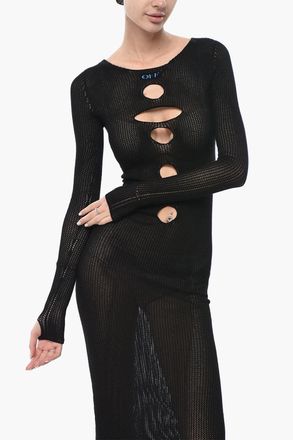 Off-white Maxikleid aus Netz CENTER HOLE mit Cut-outs Off-White