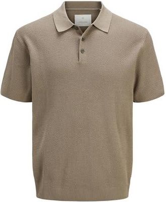 Jack & Jones Knit Jprcccooper Polo en Tricot SS Sn, Greige 1, M Homme