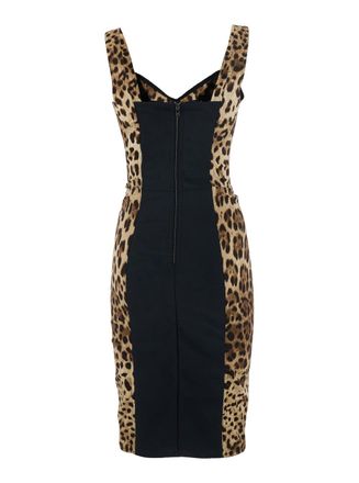 Dolce & Gabbana Leopard-Print Stretch Silk Blend Midi Dress - Brown