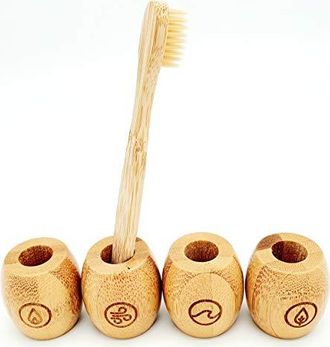 Croll & Denecke Zahnbürstenhalter aus Bambus, 4er Pack