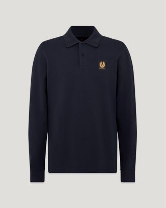 Belstaff Polo &Agrave; Manches Longues Belstaff Pour Homme Piqu&eacute; De Coton Bleu Encre Fonc&eacute; 2xl