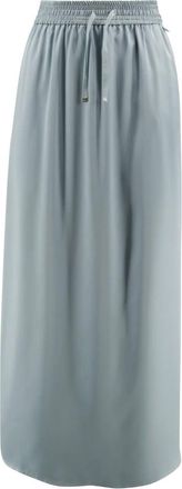 Herno Femme, Jupes, Bleu, Taille: 36 FR Jupe Maxi en Satin Turquoise Cordon de Serrage