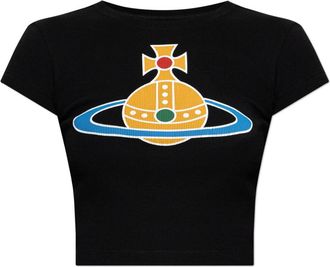Vivienne Westwood Femme, Tops, Noir, Taille: 40 FR T-Shirt Logo C&ocirc;tel&eacute;