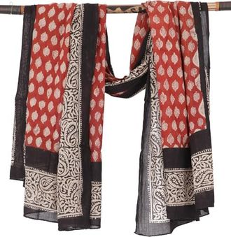 Guru Shop Pareo l&eacute;ger, Sarong, &Eacute;charpe en coton imprim&eacute;e &agrave; la main, Pour homme/femme, Ivoire, Coton, Taille: Taille unique, taille unique