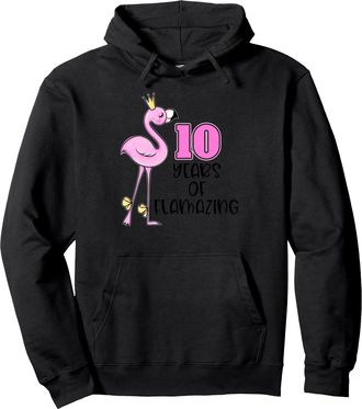 BDAZ 10 Years of Flamazing Flamingo Design Beach 10th Birthday Pullover Hoodie