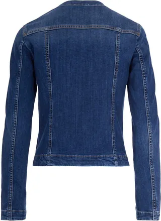 Liu Jo Womens Denim Jacket Dark Blue With Logo Buttons Cotton