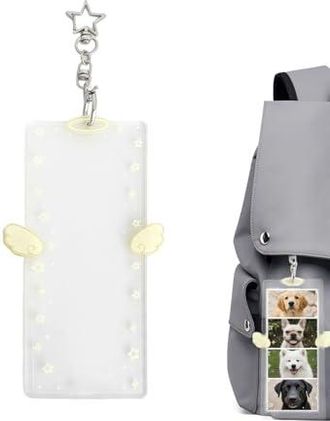 Generico Porte-cl&eacute;s photo - Clip en acrylique de 15 x 7,5 cm avec 4 compartiments | Porte-stylo en acrylique transparent pour photos | Cadeau pour femmes, homm