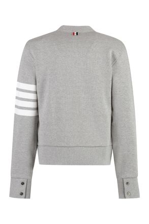 Thom Browne Womens Logo Cotton Cardigan Grey Cardigans Sweater