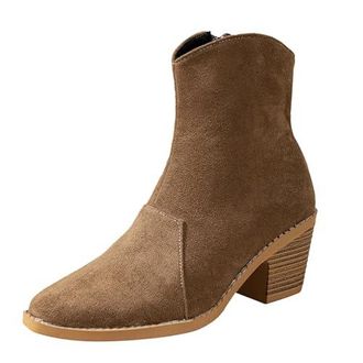 Generic Bottines &agrave; talon &eacute;pais pour femme - Confortables - &Eacute;l&eacute;gantes et polyvalentes - Fermeture &eacute;clair lat&eacute;rale - Style d&eacute;contract&eacute; - Pour le quotidien ou le