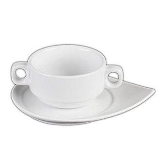 Holst Porzellan TC 025 SET 12, 12-tlg. Suppentassen-Set Spitz f&uuml;r 6 Pers. Obere 0,25 L auf Untere CF, wei&szlig;, 18 x 14 x 6.2 cm