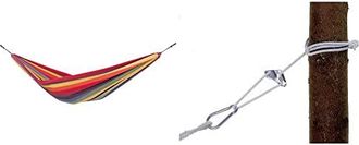 Amazonas Sandals Kinderhängematte Chico 220 x 120 cm bis max. 80 kg in Regenbogenfarben & Smartrope White wasserfeste verstellbare Aufhängung für Hängematten und Hänge