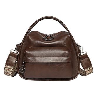 Generic Sac &agrave; bandouli&egrave;re en cuir synth&eacute;tique de couleur unie avec fermeture &eacute;clair et bandouli&egrave;re r&eacute;glable pour les sorties, caf&eacute;, 400.00x250.00x150.00mm/15.