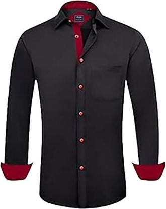 Generic Mode Homme, D&eacute;contract&eacute;, Couleur Unie, Personnalit&eacute;, Chemise &agrave; Manches Longues, Mode Jeunesse, Chemise Cardigan D&eacute;contract&eacute;e Chemise Homme Soie, rouge