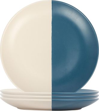 Nicola Spring 4X Navy 26,5 cm getauchtes Steinzeug -Abendessen - Große farbige Keramik -Essgeschirrgeschirrs Geschirr Geschirrspülmittel