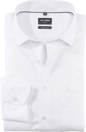 Olymp Herren Businesshemd Langarm Luxor,Einfarbig,modern fit,Global Kent,Weiss 00,39
