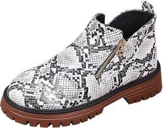 Generic Bottines Femme Elegant Bout Rond Plateforme Bottes Courtes Semelle Chunky Antid&eacute;rapante Fermeture &Eacute;clair Tendance L&eacute;g&egrave;res Boots Chaussures Femme Autom