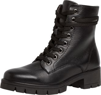 Tamaris COMFORT Damen Stiefeletten mit Absatz aus Leder zum Schnüren Comfort Fit, Schwarz (Black), 40 EU