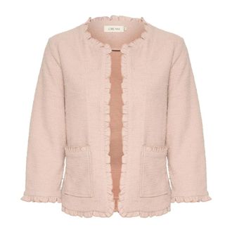 Cream Rose Dust Cardigan mit R&uuml;schenkanten - - Knitwear - Damen - Rosa - XS