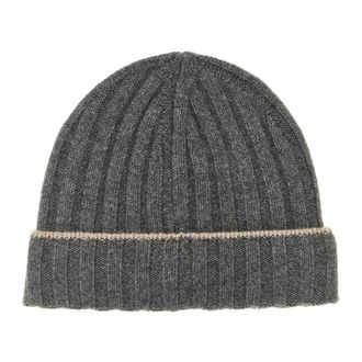 Brunello Cucinelli Rippstrick-Kaschmir-M&uuml;tze - - Accessories - Herren - Grau - L
