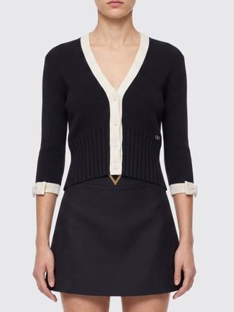 Valentino Garavani Cardigan court bicolore en coton avec VLogo Signature