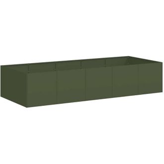 vidaXL Vidaxl - Jardini&egrave;re vert olive 200x80x40 cm en acier lamin&eacute; &agrave; froid - Fond ouvert pour drainage - Supports int&eacute;rieurs pour stabilit&eacute; accrue