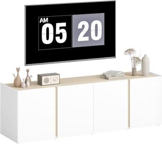 HOMCOM TV Schrank Lowboard f&uuml;r Fernseher bis zu 65 Zoll, 135 cm lang Hochglanz Fernsehtisch mit Verstellbaren Ablagen, Kabelmanagement, 4 Soft-Close-T&uuml;ren f&uuml;
