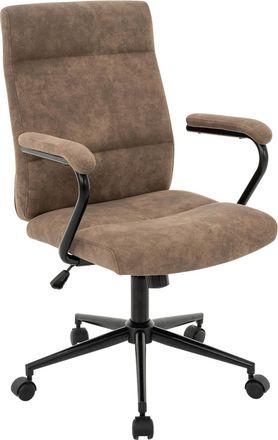 MID.YOU Mid.you Drehstuhl, Schwarz, Hellbraun, Metall, Textil, Drehkreuz, 60x99-109x64 cm, Sitzfl&auml;che 360&deg; drehbar, Arbeitszimmer, B&uuml;rost&uuml;hle, Drehst&uuml;hle