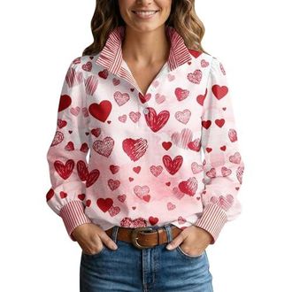 Generic 2026 Chemise Saint-Valentin Femme Fashion Manches Longues Pull-Over Col Rond Couleur Unie Top Haut Outdoor Grandes Tailles Vetement pour Automne Hiver