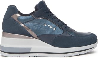 Nero Giardini I514130D Damensneakers Aus Velours-, Glattleder Und Technisches Material - Blau 38 EU